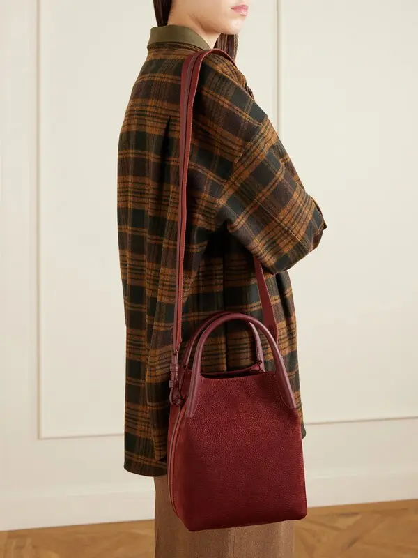 Loro Piana Bale Small Leather And Canvas-trimmed Nubuck Tote