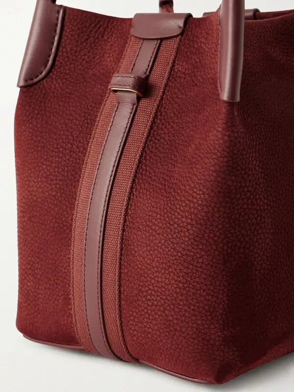Loro Piana Bale Small Leather And Canvas-trimmed Nubuck Tote - Brown