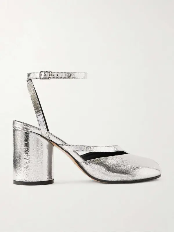 MAISON MARGIELA Tabi Split-toe Metallic Leather Sandals - Silver