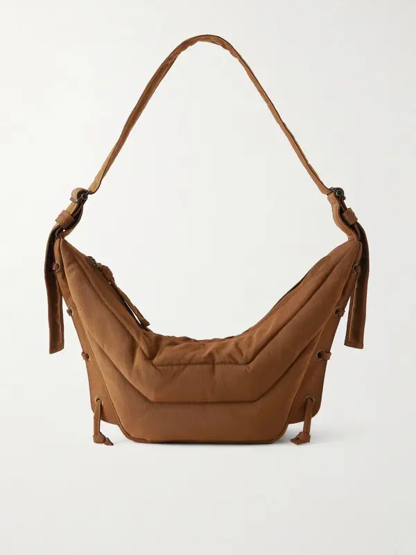 LEMAIRE Small Quilted Canvas Shoulder Bag - Brown
