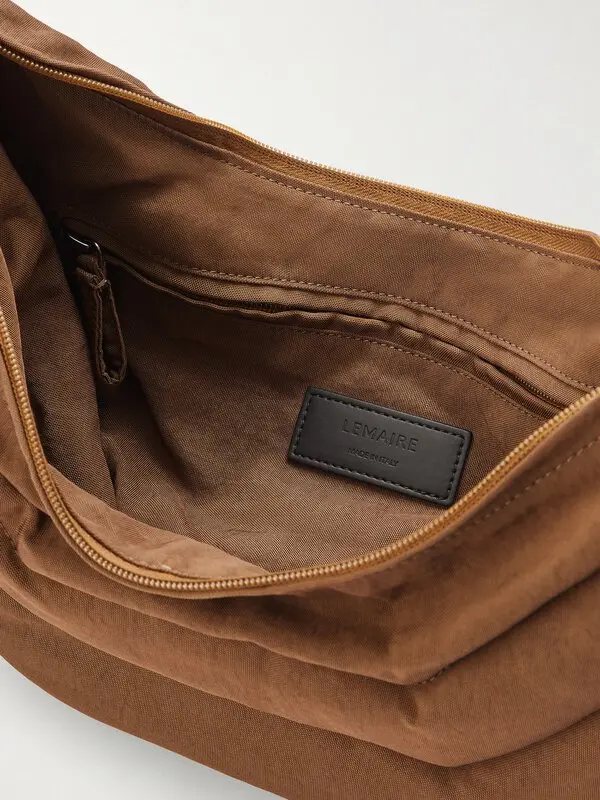 LEMAIRE Small Quilted Canvas Shoulder Bag - Brown