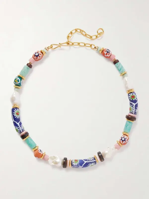 LIZZIE FORTUNATO Souvenir Gold-plated, -stone And Bone Beaded Necklace - Multi