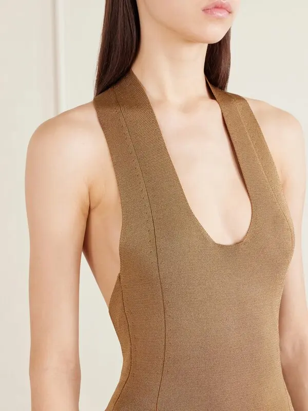 Khaite Mahi Knitted Halterneck Maxi Dress - Brown