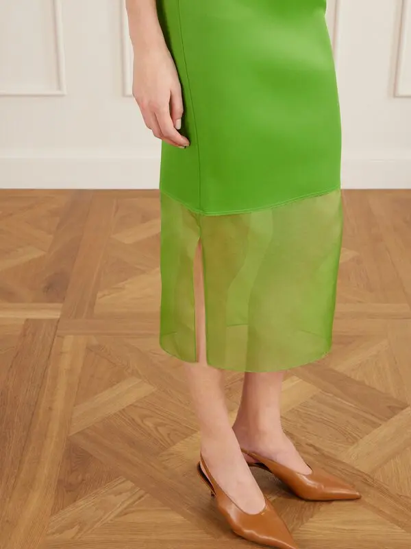 Khaite Sybil Layered Midi Skirt - Green