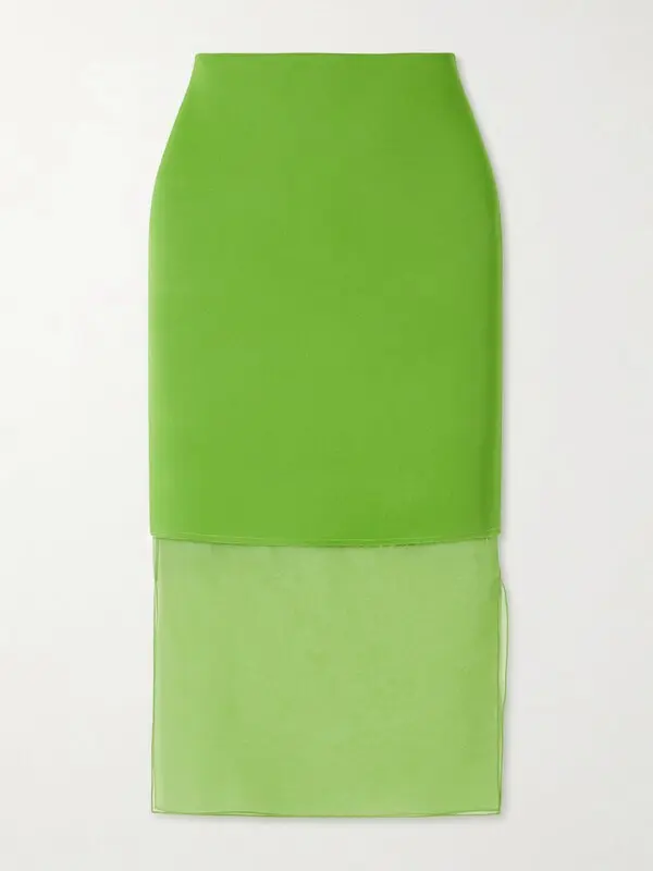 Khaite Sybil Layered Midi Skirt - Green
