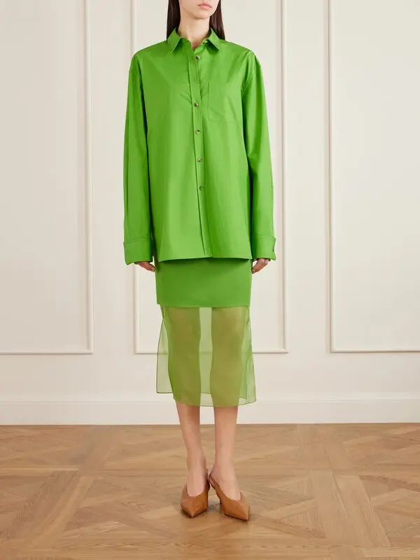 Khaite Sybil Layered Midi Skirt - Green
