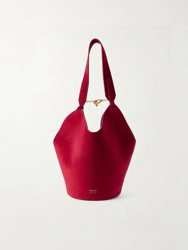 Khaite Lotus Mini Suede Tote - Red