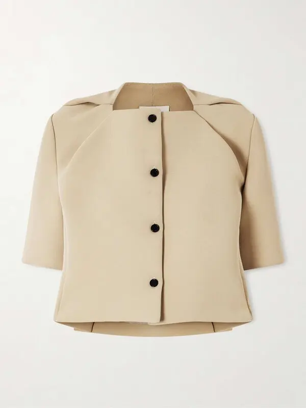 Khaite Franc Cropped Crepe Jacket - Beige