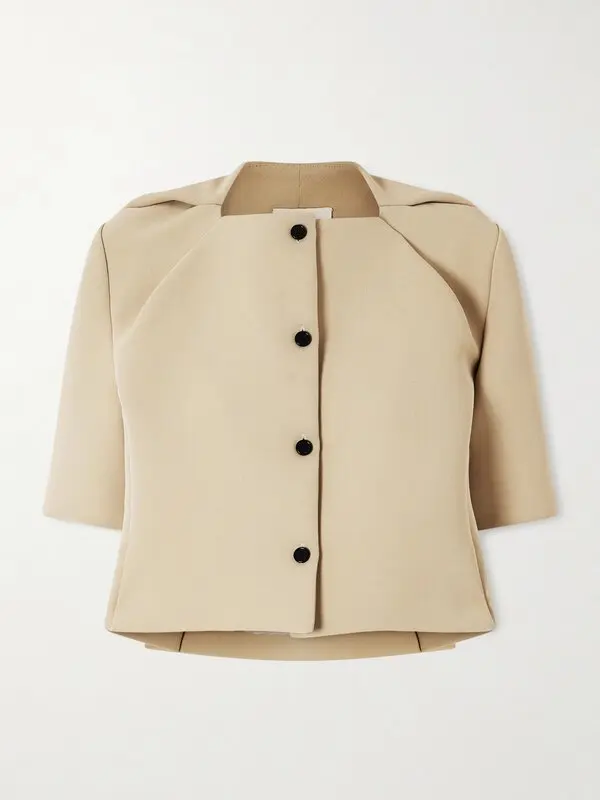 Khaite Franc Cropped Crepe Jacket - Neutrals