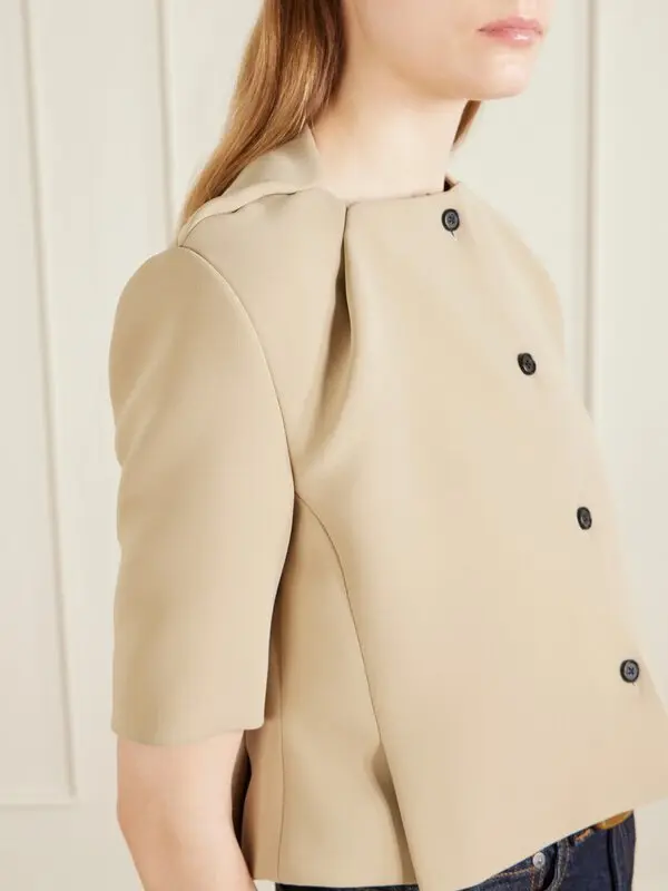 Khaite Franc Cropped Crepe Jacket - Neutrals