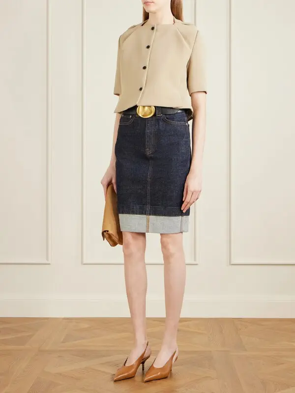 Khaite Franc Cropped Crepe Jacket - Neutrals