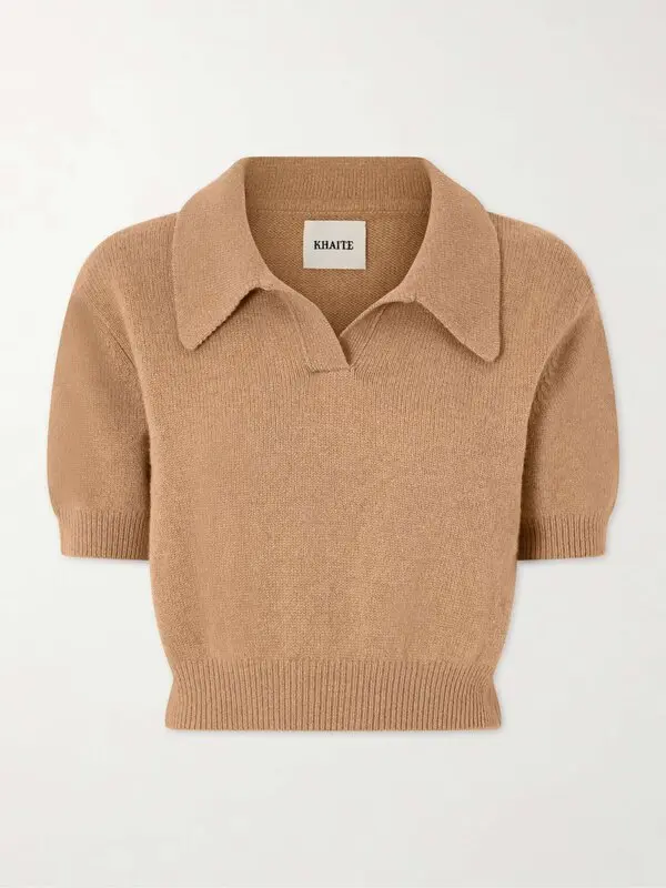 Khaite Leni Cropped Wool And Cashmere-blend Sweater - Camel