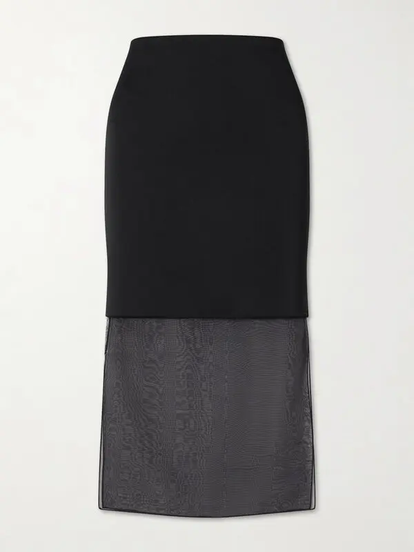 Khaite Sybil Layered Midi Skirt - Black