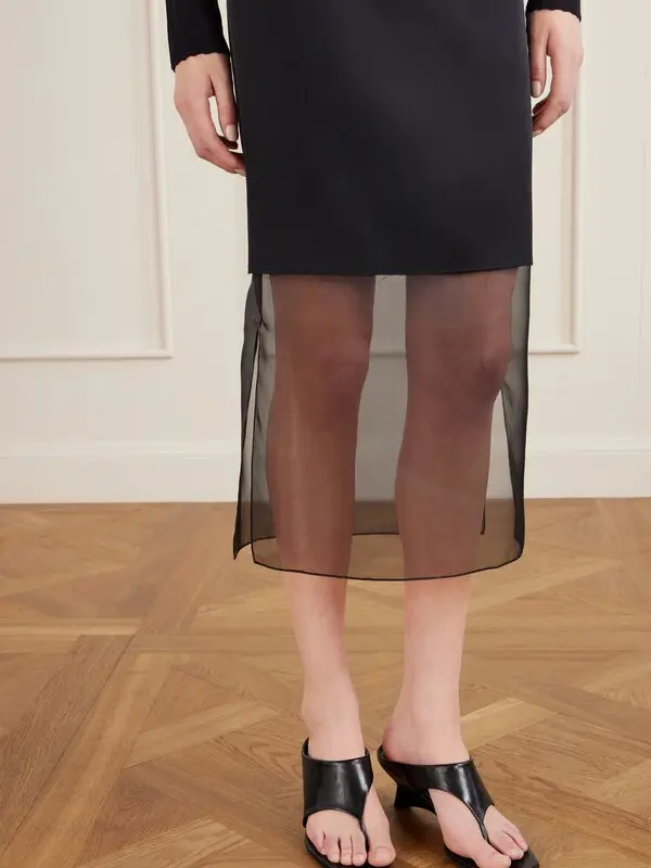 Khaite Sybil Layered Midi Skirt - Black