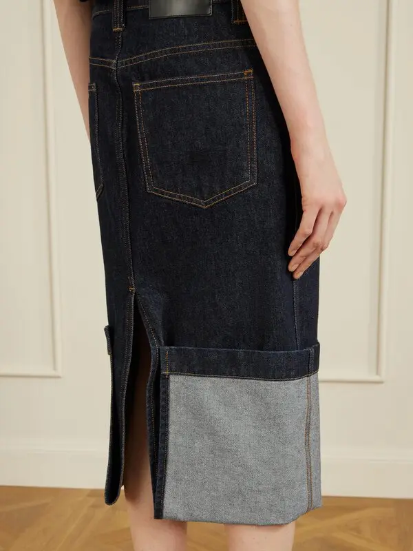 Khaite Kilian Denim Midi Skirt - Blue