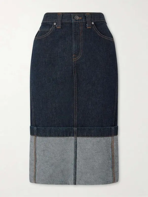 Khaite Kilian Denim Midi Skirt - Dark Denim