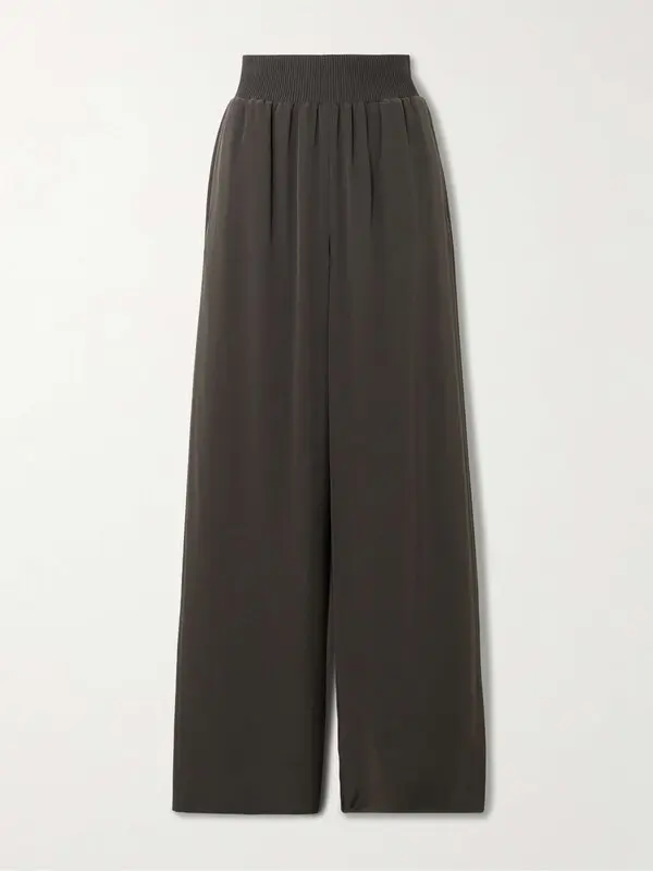 JOSEPH Nour Crepe Wide-leg Pants - Dark Brown