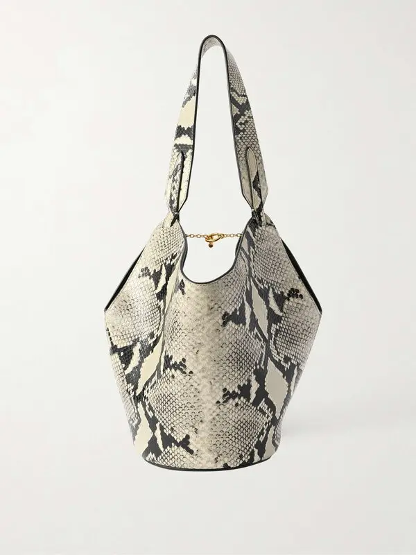 Khaite Lotus Mini Snake-effect Leather Tote - Snake Print