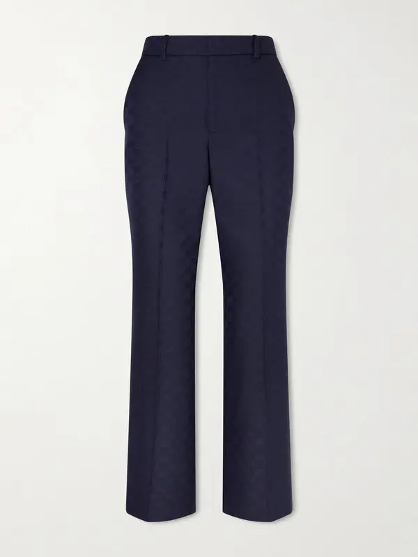 Gucci Jacquard-twill Tapered Trousers - Blue