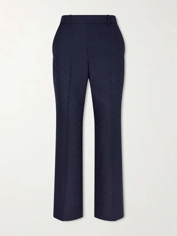 Gucci Jacquard-twill Tapered Pants - Navy