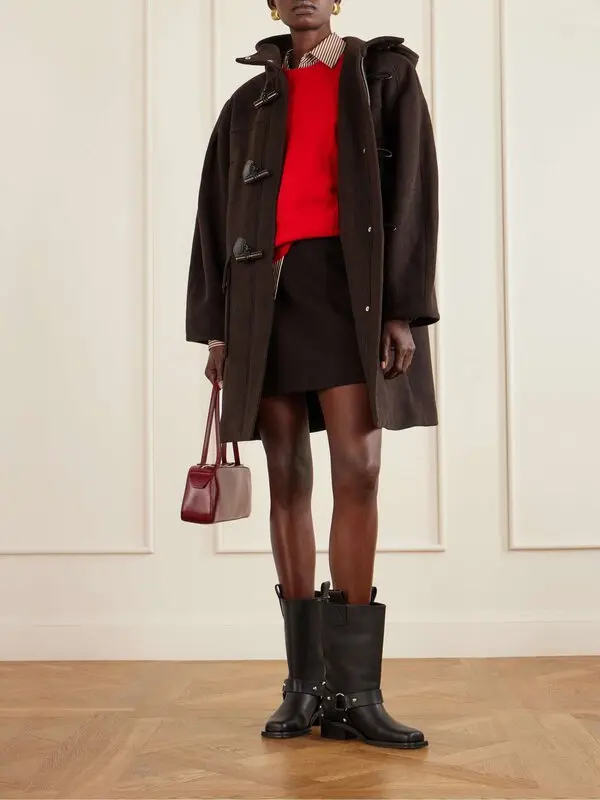 GANNI Hooded Wool-blend Coat