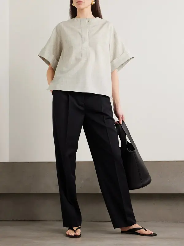 JOSEPH Yani Wool-twill Blouse - Neutrals