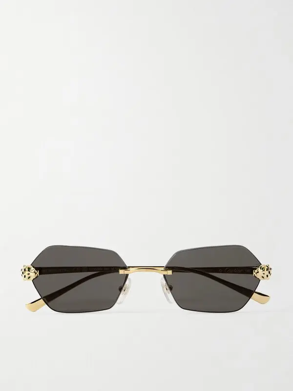 Cartier Panthère De Rimless Hexagon-frame Sunglasses - Gold