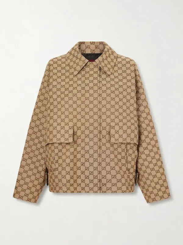 Gucci Coated-canvas Bomber Jacket - Brown