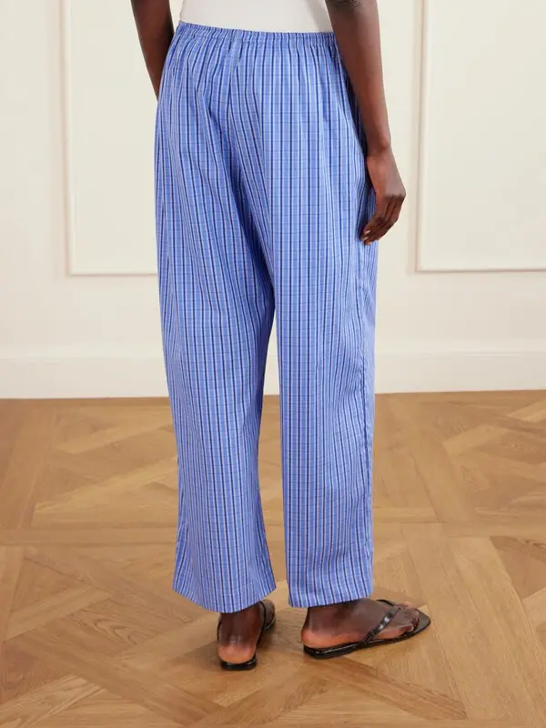 Faithfull The Brand Paloma Checked Cotton-poplin Straight-leg Pants - Blue