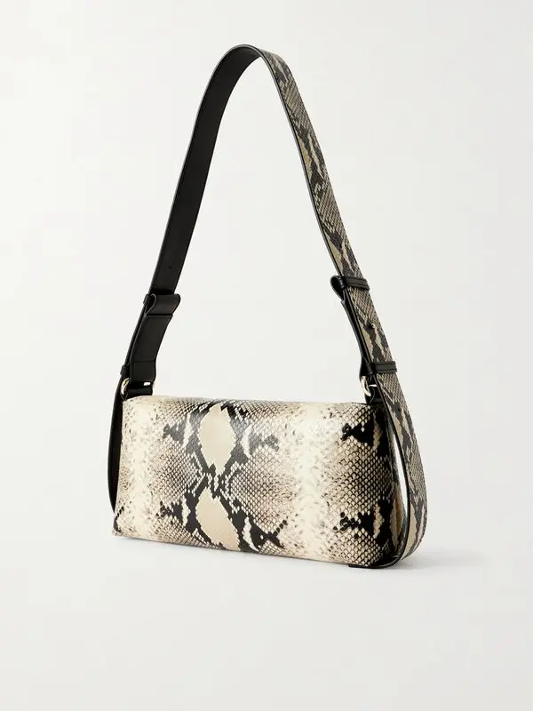 Erdem East West Bloom Snake-effect Leather Shoulder Bag
