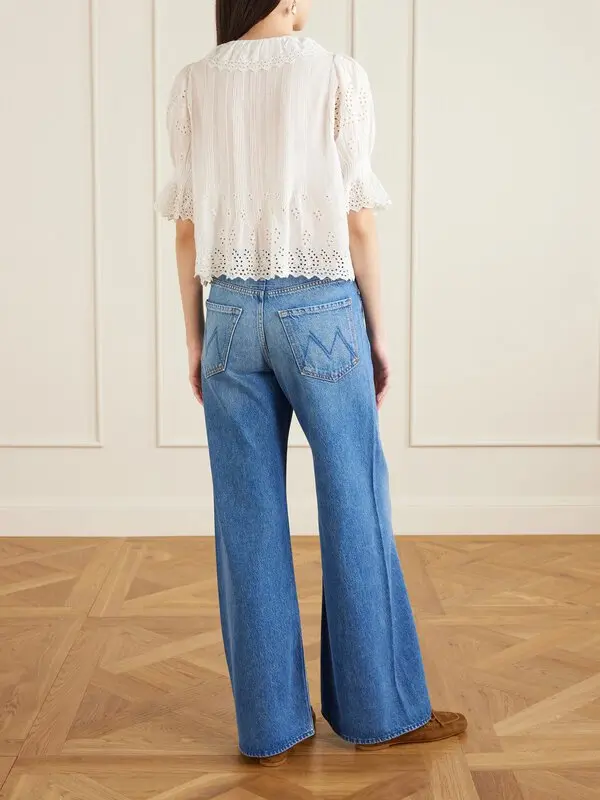 DÔEN Henri Ruffled Broderie Anglaise Cotton Top - White
