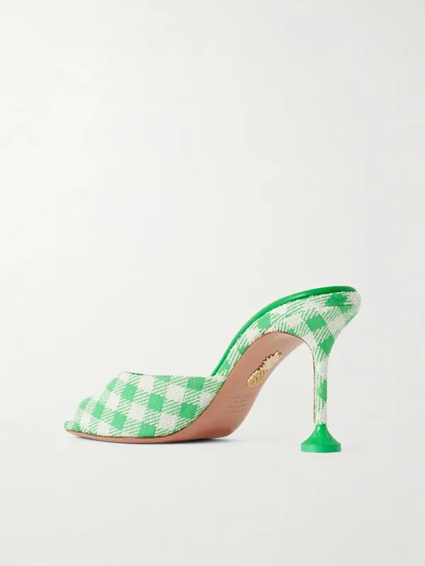 AQUAZZURA Bisous 85 Checked Jacquard Mules