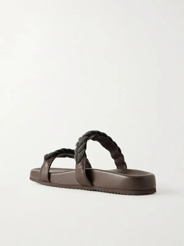 Brunello Cucinelli Bead-embellished Leather Sandals
