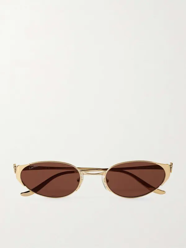 CARTIER Panthère De Oval-frame -tone Sunglasses - Gold