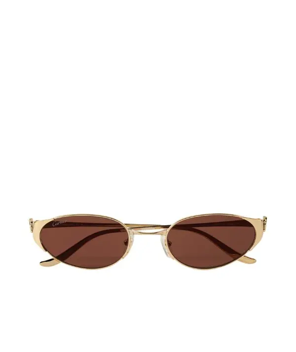 CARTIER Panthère De Oval-frame Sunglasses - Gold
