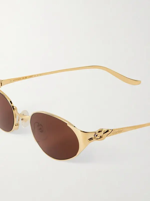 Cartier Panthère De Oval-frame Sunglasses - Gold