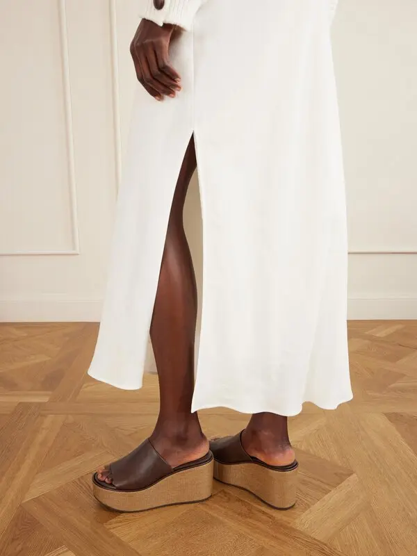Brunello Cucinelli Leather Platform Sandals - Brown
