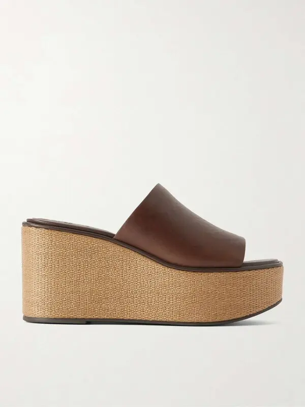 Brunello Cucinelli Leather Platform Sandals - Chocolate