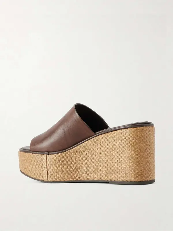 Brunello Cucinelli Leather Platform Sandals
