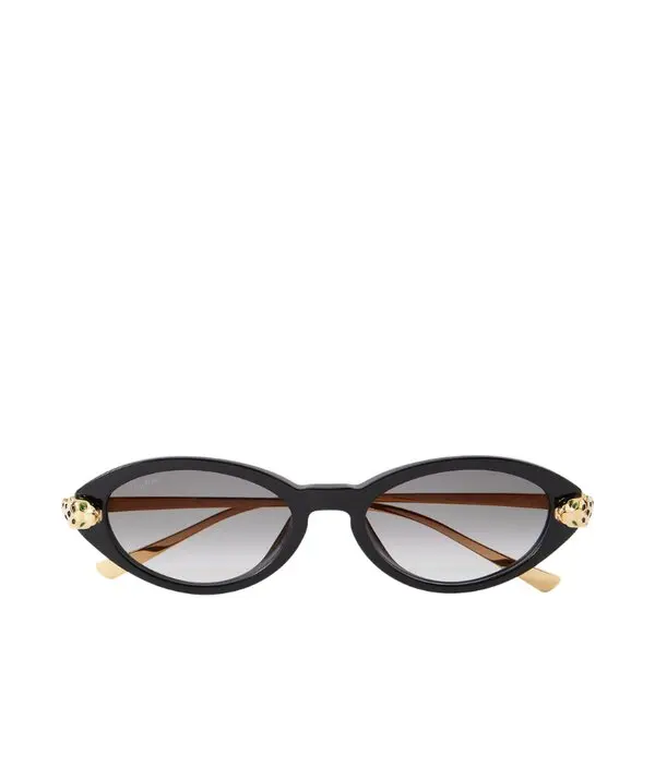 CARTIER Panthère De Oval-frame Sunglasses - Black