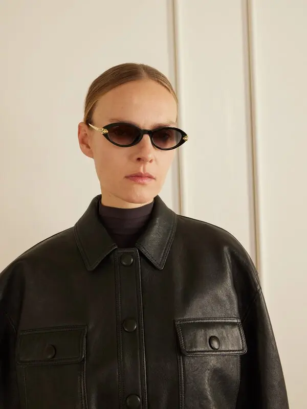 Cartier Panthère De Oval-frame Sunglasses - Black