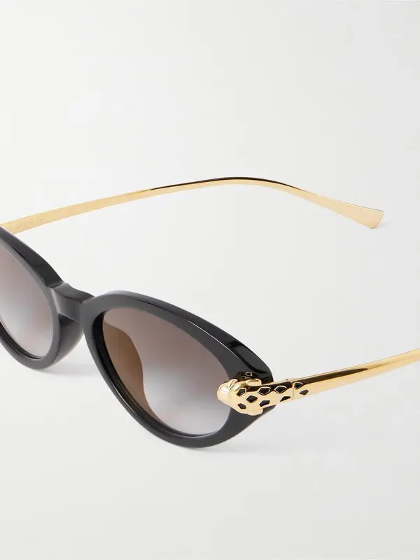 Cartier Panthère De Oval-frame Sunglasses - Black