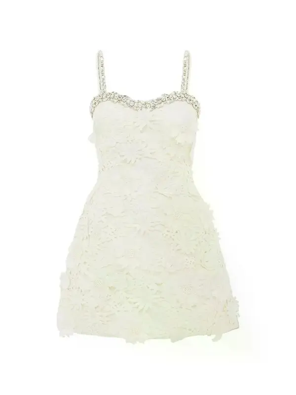LEO LIN Sophia Floral Embellished Mini Dress - White