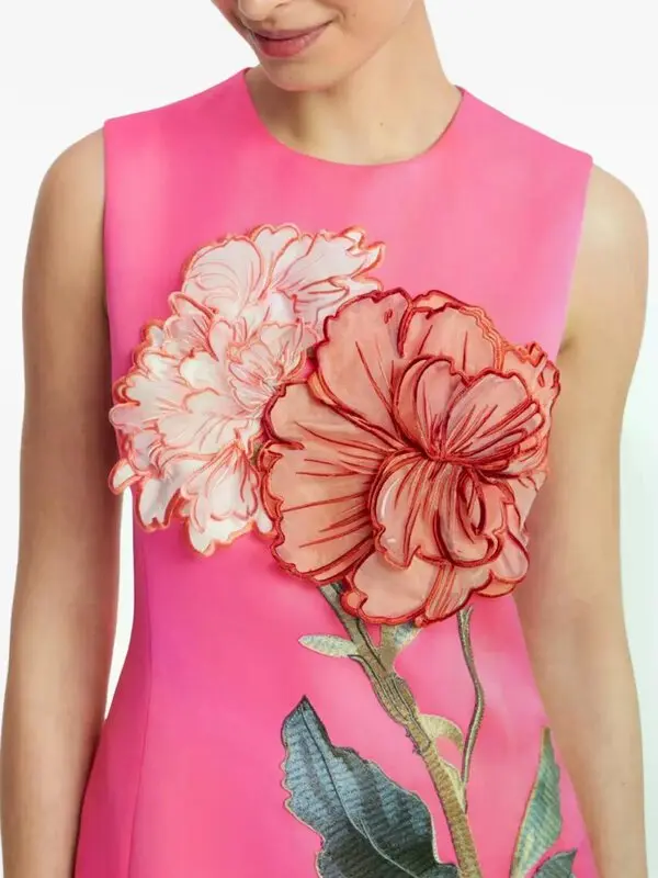 LEO LIN Cleo Flower-appliqué Midi Dress - Pink