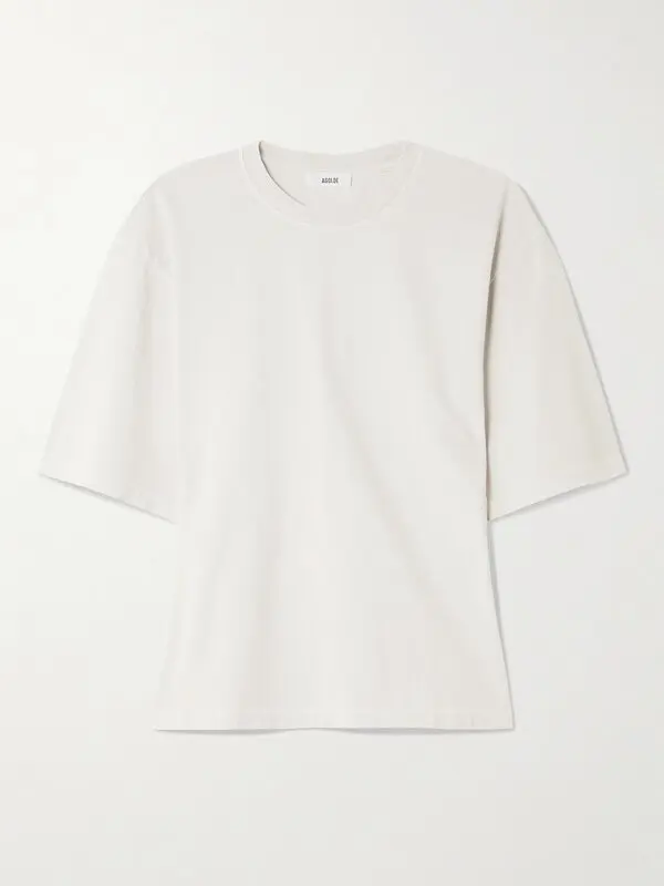 AGOLDE Storey Cotton-jersey T-shirt - Neutrals
