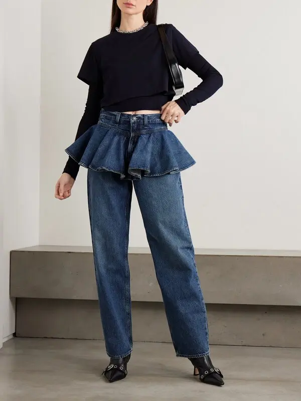 AGOLDE Peplum High-rise Barrel-leg Jeans - Blue