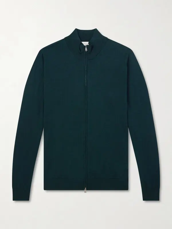 PIACENZA CASHMERE 1733 Slim-fit Virgin Wool Zip-up Cardigan - Green