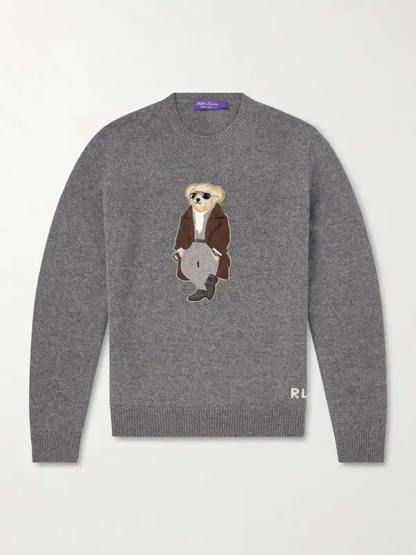Ralph Lauren Purple Label Polo Bear Cashmere Sweater - Gray