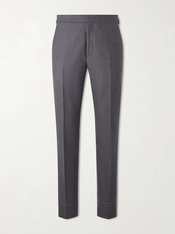 Ralph Lauren Purple Label Gregory Straight-leg Wool-flannel Trousers - Gray