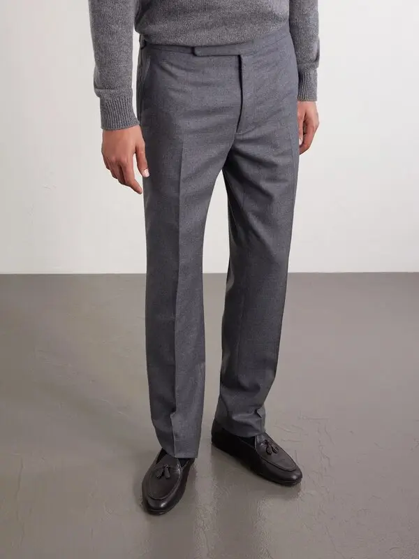 Ralph Lauren Purple Label Gregory Straight-leg Wool-flannel Trousers - Gray